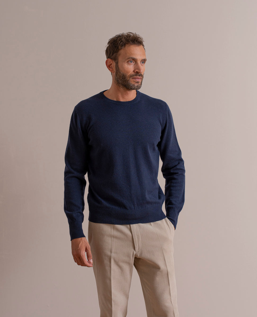 Navy Blue Pure Cashmere Sweater | Paolo Albizzati